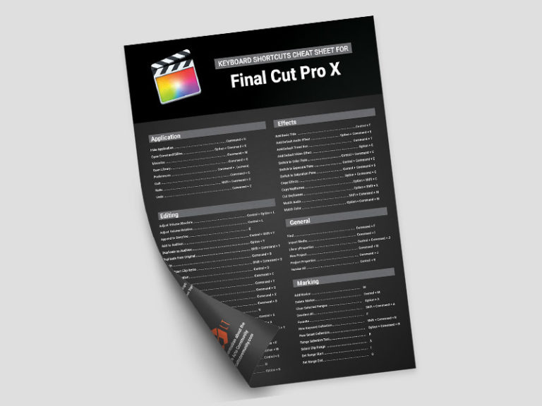 Free Final Cut Pro Shortcuts Cheatsheet - Download & Print